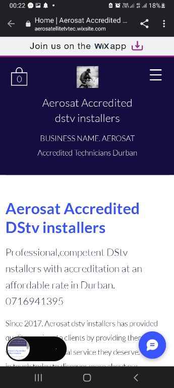 Classified: Aerosat Accredited DStv Installs, Durban. Think Local